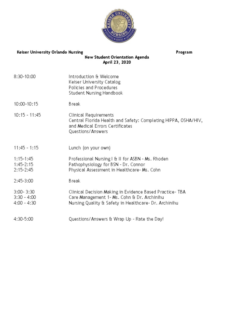 Keiser University Orlando Nursing Program New Student Orientation ...