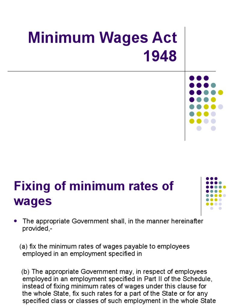 Minimum Wages Act 1948 | PDF | Employment | Fine (Penalty)