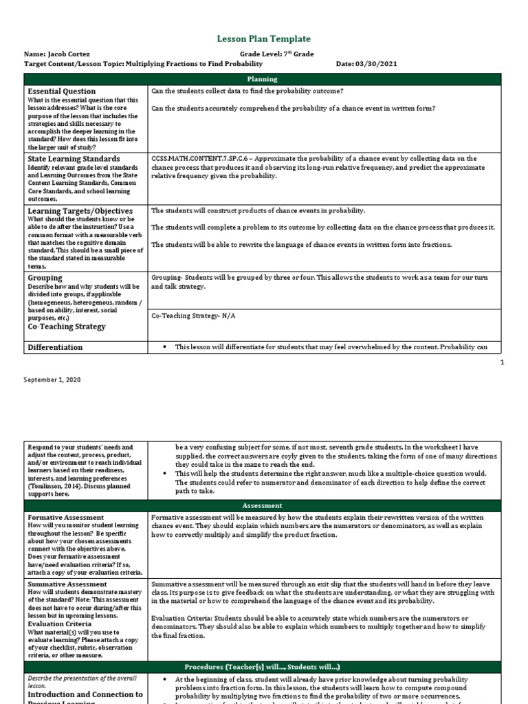 Lesson Plan Template: Essential Question | PDF | Educational Assessment ...