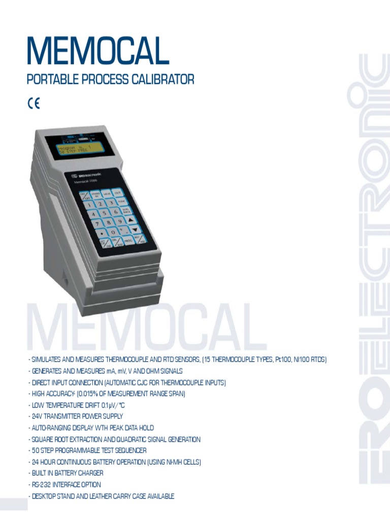 Memocal: Portable Process Calibrator | PDF | Thermocouple | Metrology