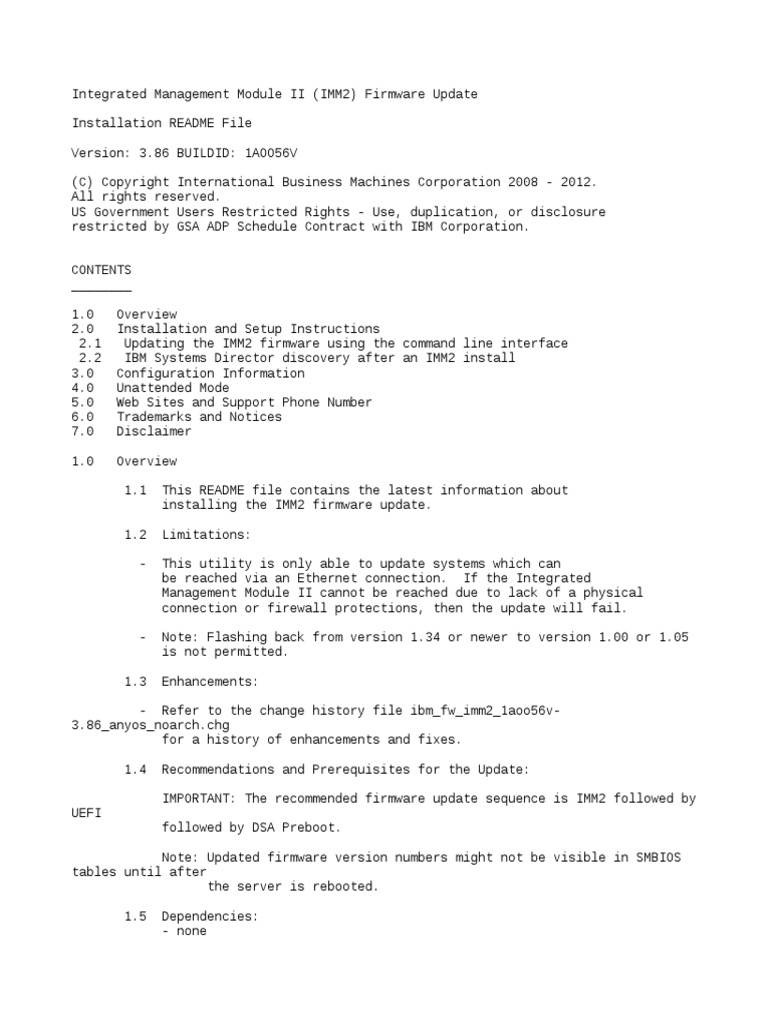 Ibm FW Imm2 1aoo56v-3.86 Anyos Noarch | PDF | Trademark | System Software