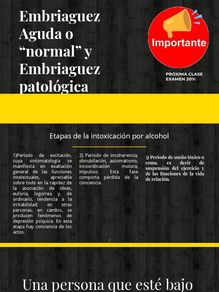 Diapositivas Embriaguez | PDF | Intoxicación alcohólica | Alcoholismo