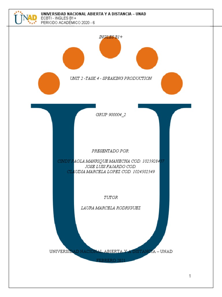 Unit 2 - Task 4 - Speaking Production - Collaborative | PDF | Nonverbal Communication ...