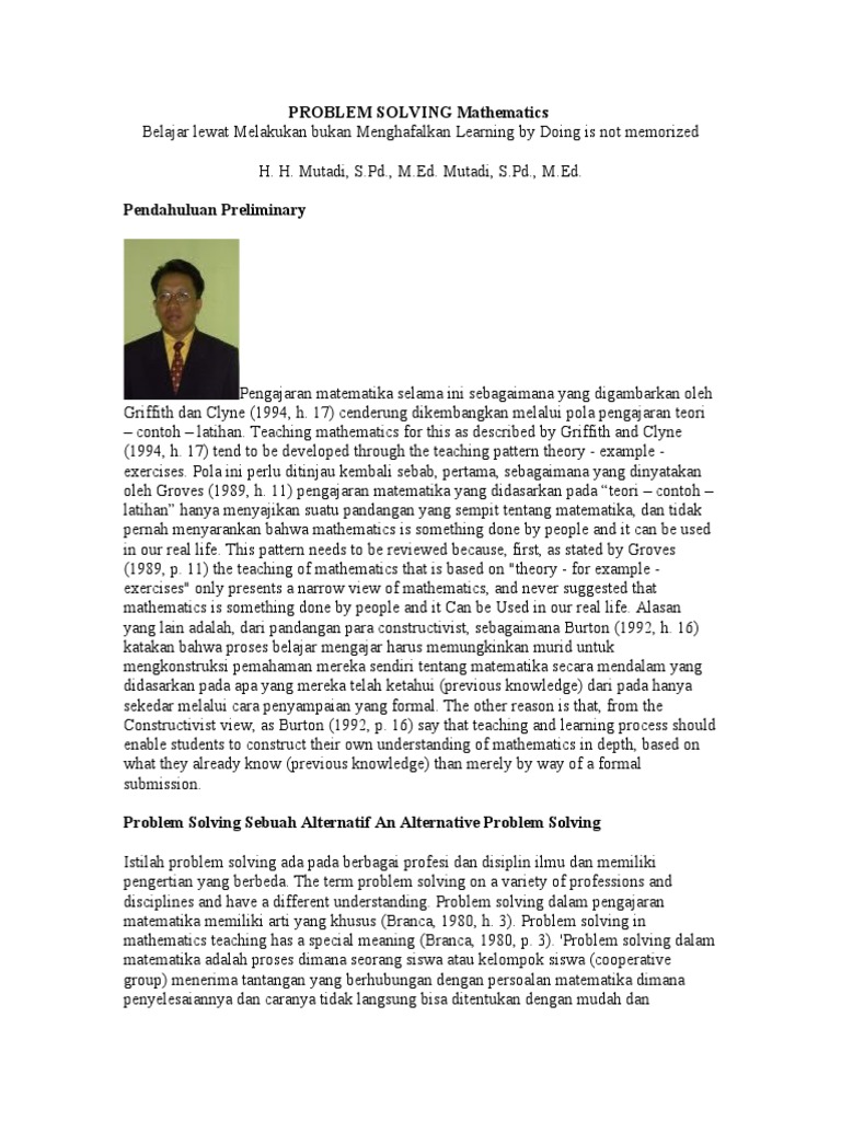 PROBLEM SOLVING Mathematics | PDF | Dewan Nasional Guru Matematika | Guru
