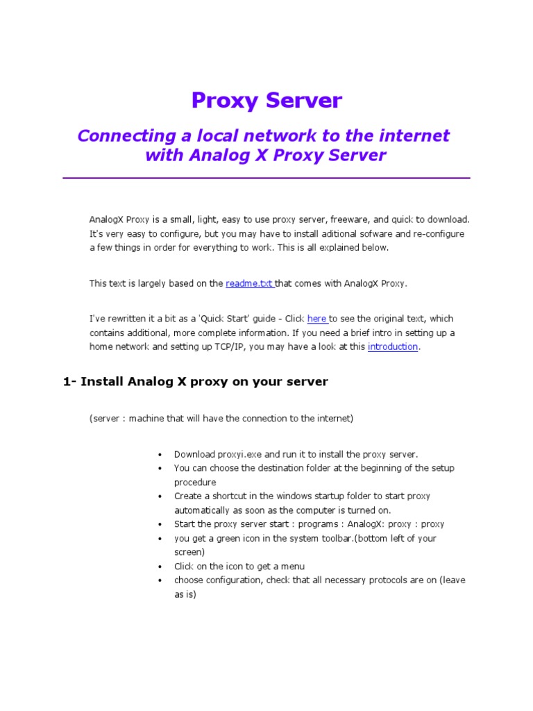 Analog X Proxy Server | PDF | Port (Computer Networking) | Proxy Server