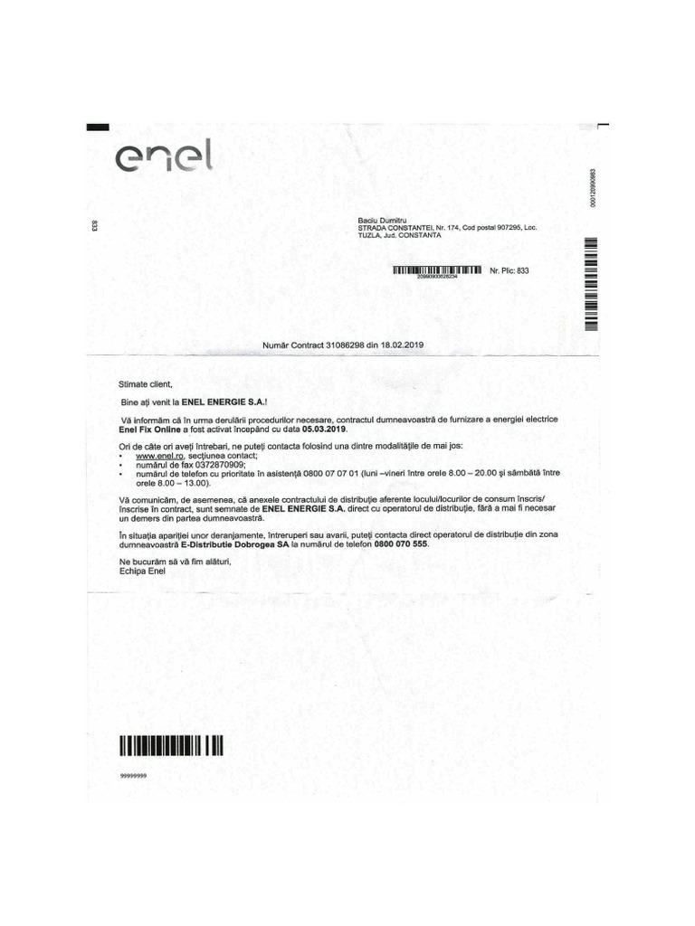 4.. Aviz de Racordare Existent Enel | PDF
