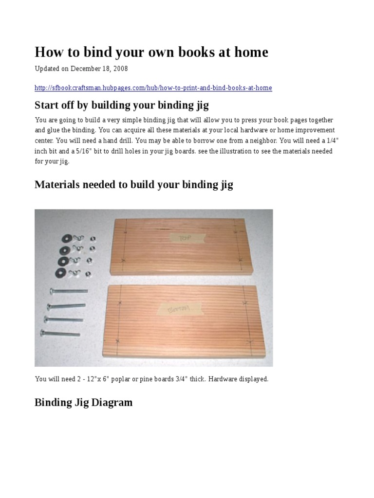 How To Bind Your Own Books at Home: Start Off by Building Your Binding ...