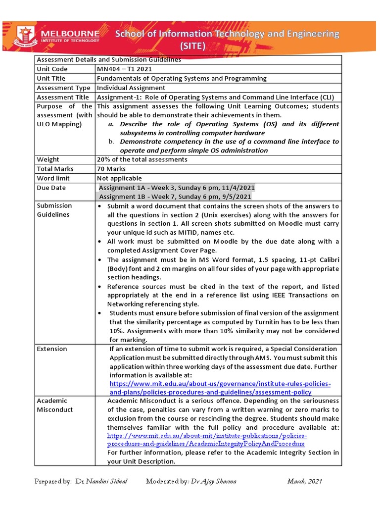 2021 T1 MN404 Assignment-1 MEL SYD V1 | PDF | Operating System | Command Line Interface