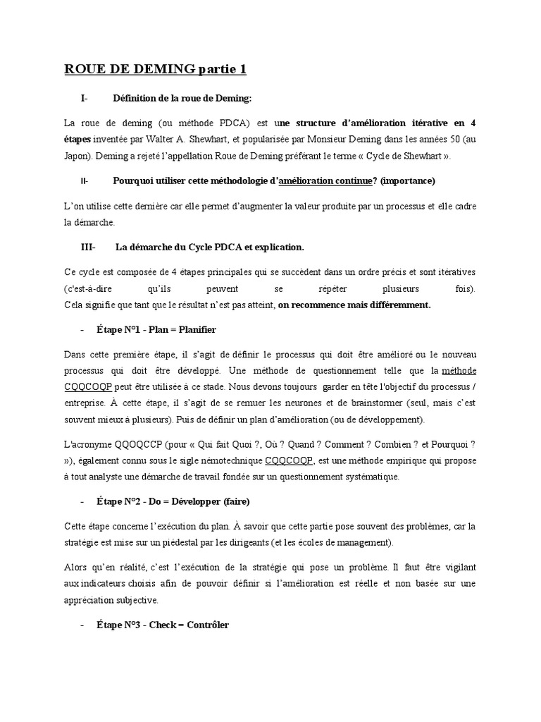 ROUE DE DEMING Partie 1 | PDF | Business | Science