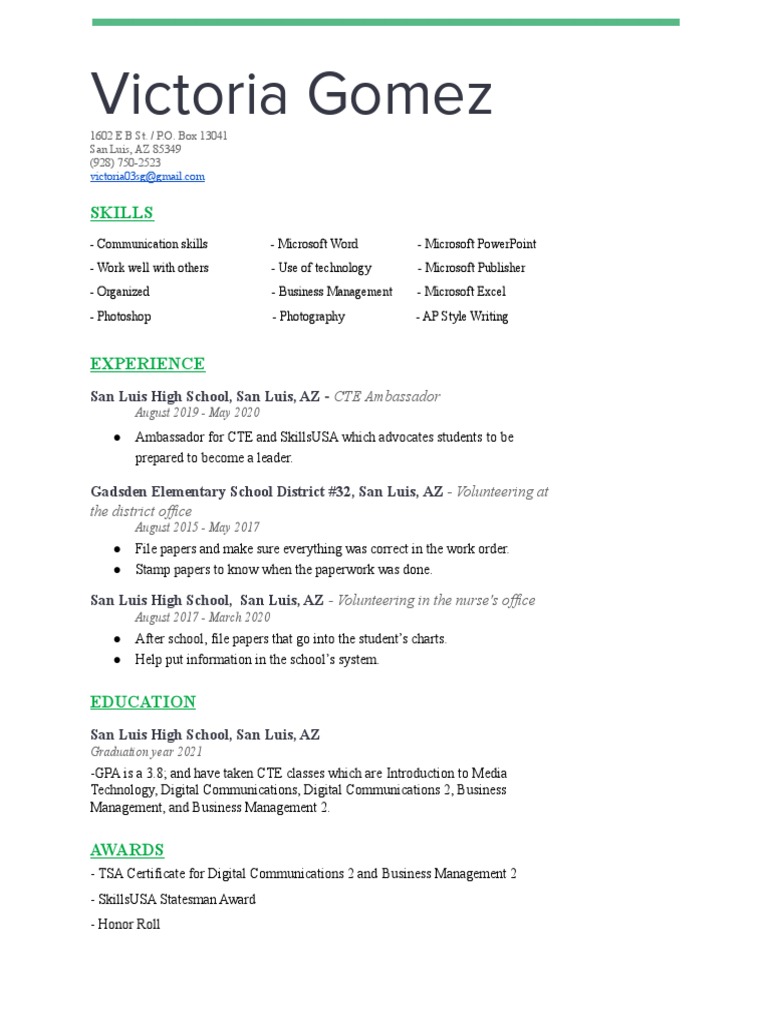 Victoria Gomez Resume | PDF