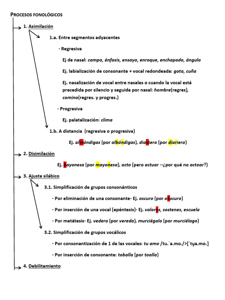 Asimilación y Simplificación Fonológica | PDF