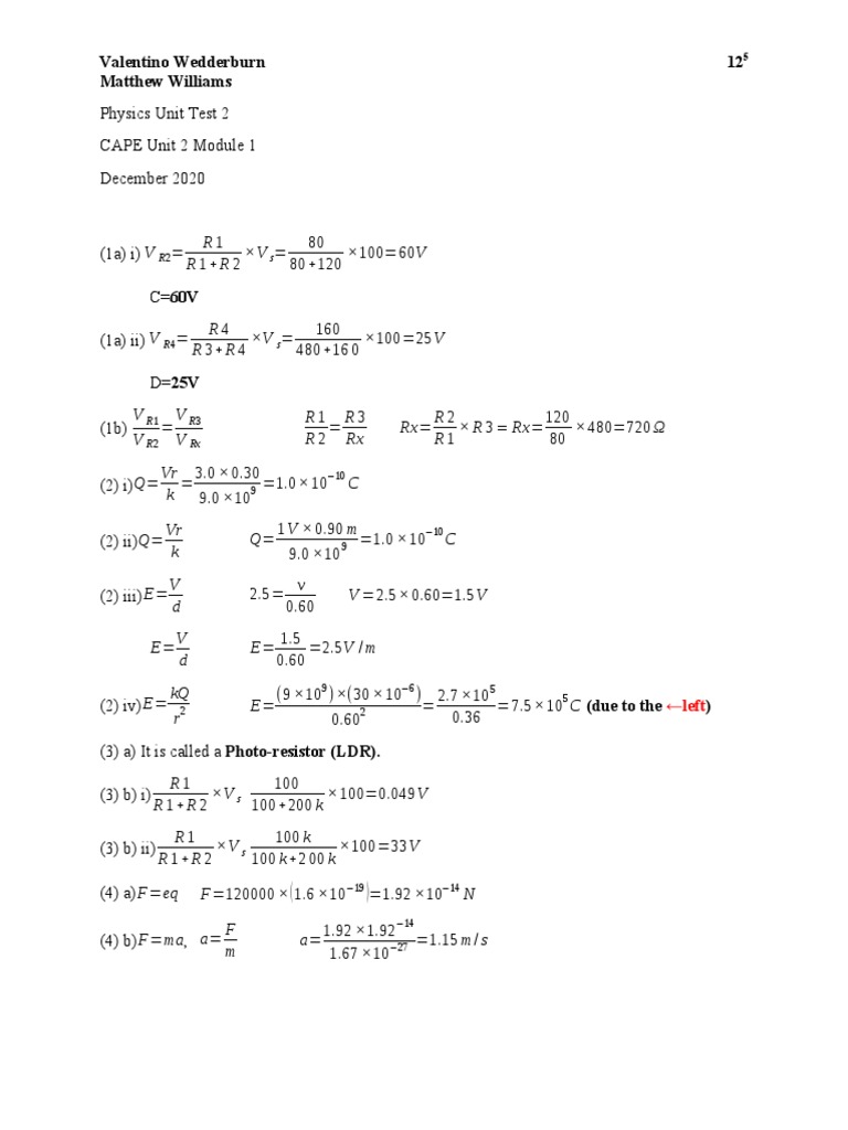 Physics Unit Test | PDF