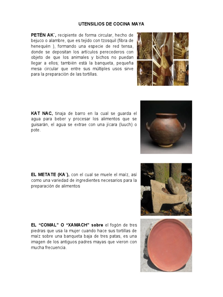 Utensilios de Cocina Maya Antiguos | PDF | Cocinando | Alimentos