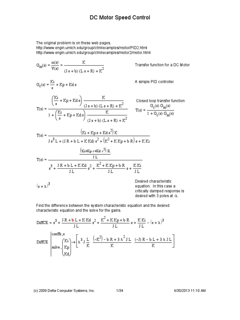 Mathcad - DC Motor Velocity | PDF | Teaching Mathematics | Computer ...