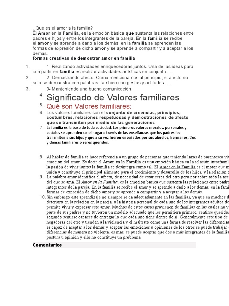 Qué Es El Amor A La Familia | PDF | Familia | Amor