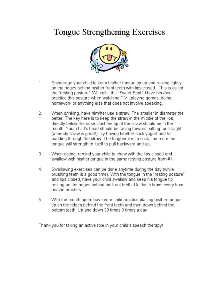 Tongue Strengthening Exercises | PDF