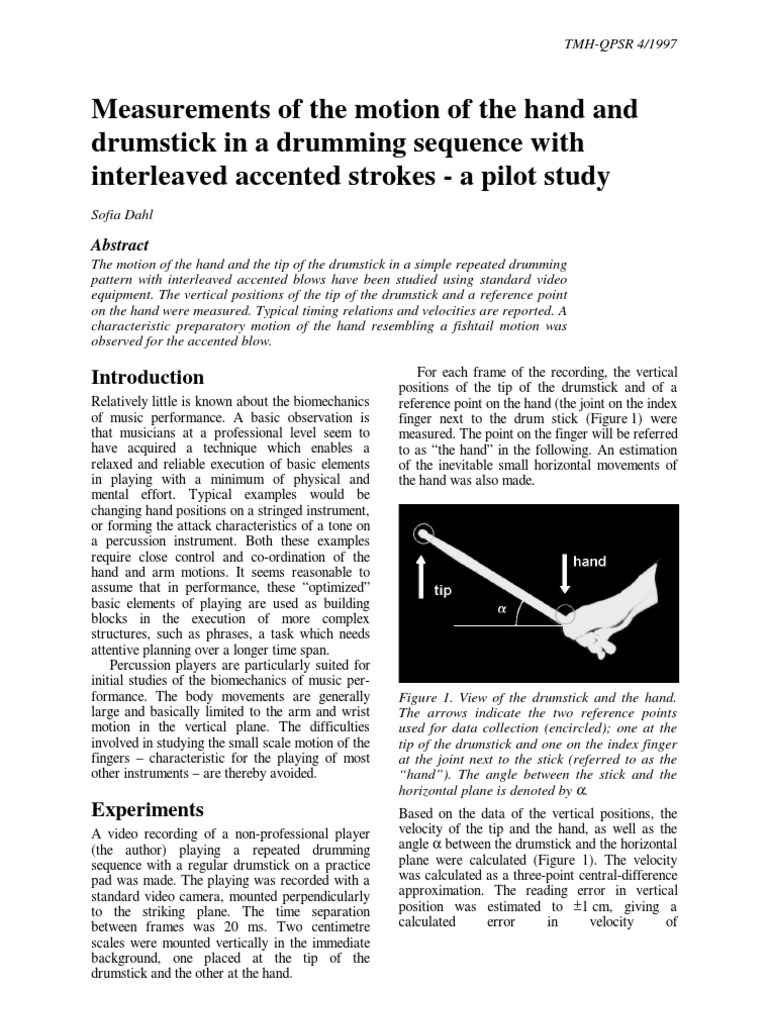 Measurements of The Motion of The Hand and Drumstick in A Drumming ...