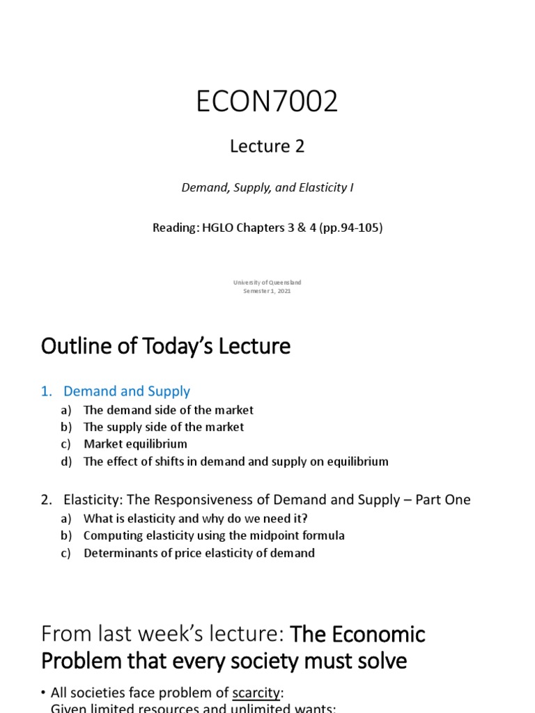 ECON7002: Demand, Supply, and Elasticity I | PDF | Supply And Demand ...