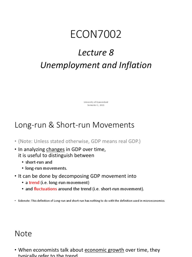 ECON7002: Unemployment and Inflation | PDF | Unemployment | Social Science