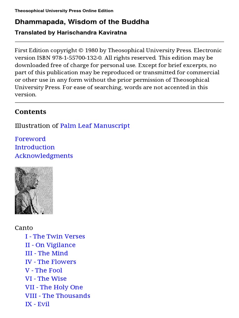 Dhammapada, Wisdom of The Buddha | PDF | Pali | Gautama Buddha