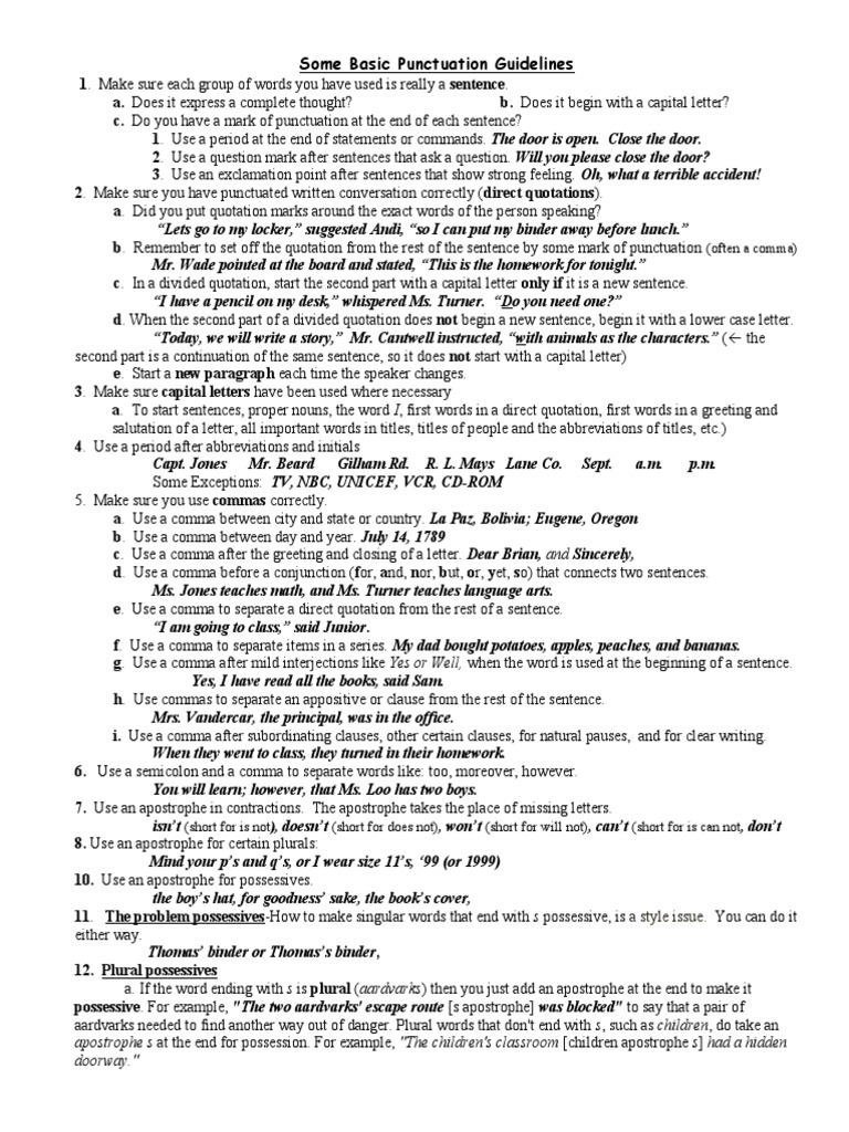 Basic Punctuation Rules | PDF | Comma | Punctuation