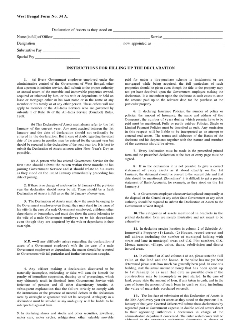 West Bengal Form No 34 A | PDF | Mortgage Loan | Property