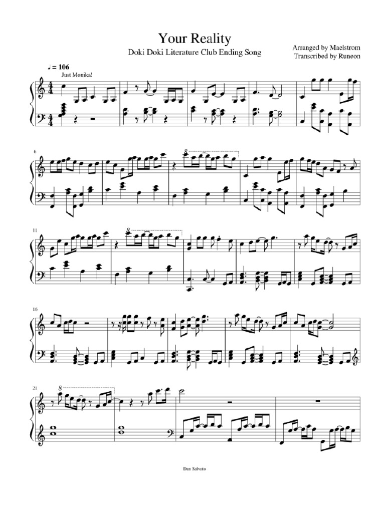 Your Reality Piano Sheet | PDF