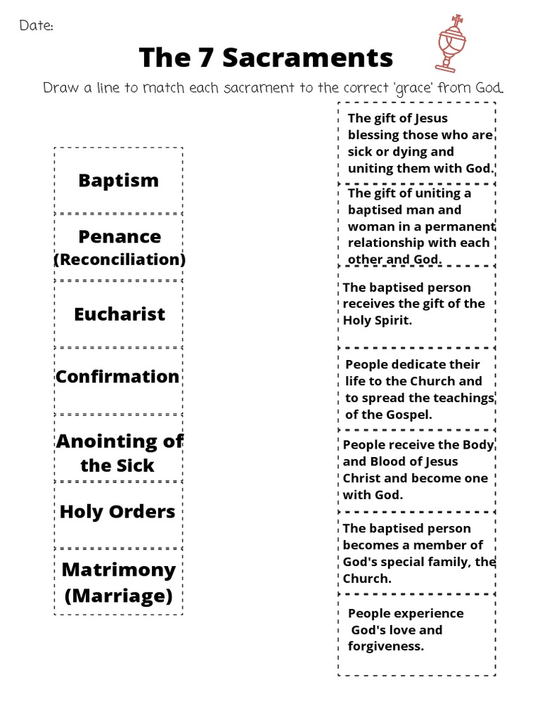 The 7 Sacraments Matching Activity | PDF