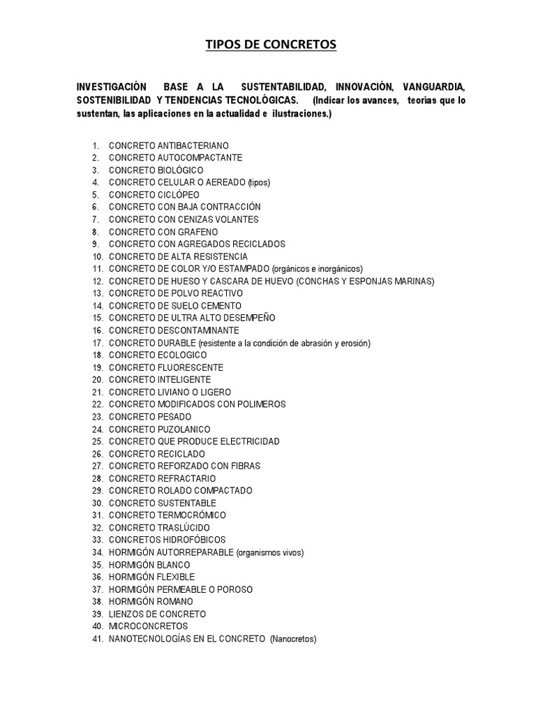 Tipos de Concretos | PDF