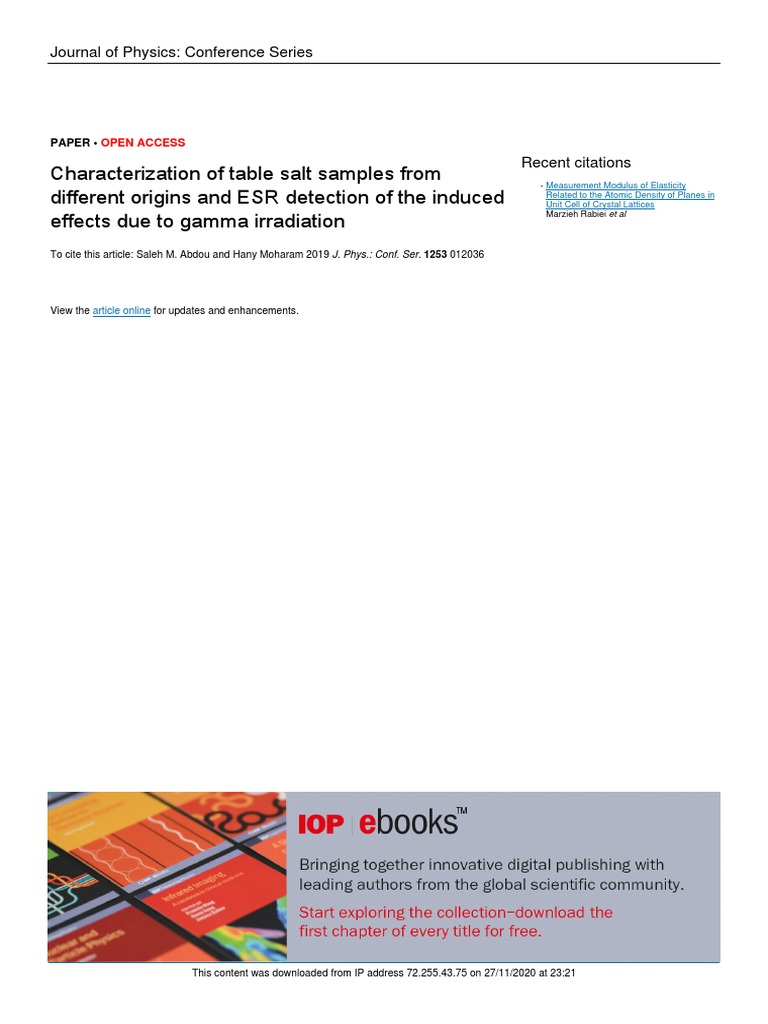 Characterization of Table Salt Samples | PDF | Energy Dispersive X Ray ...