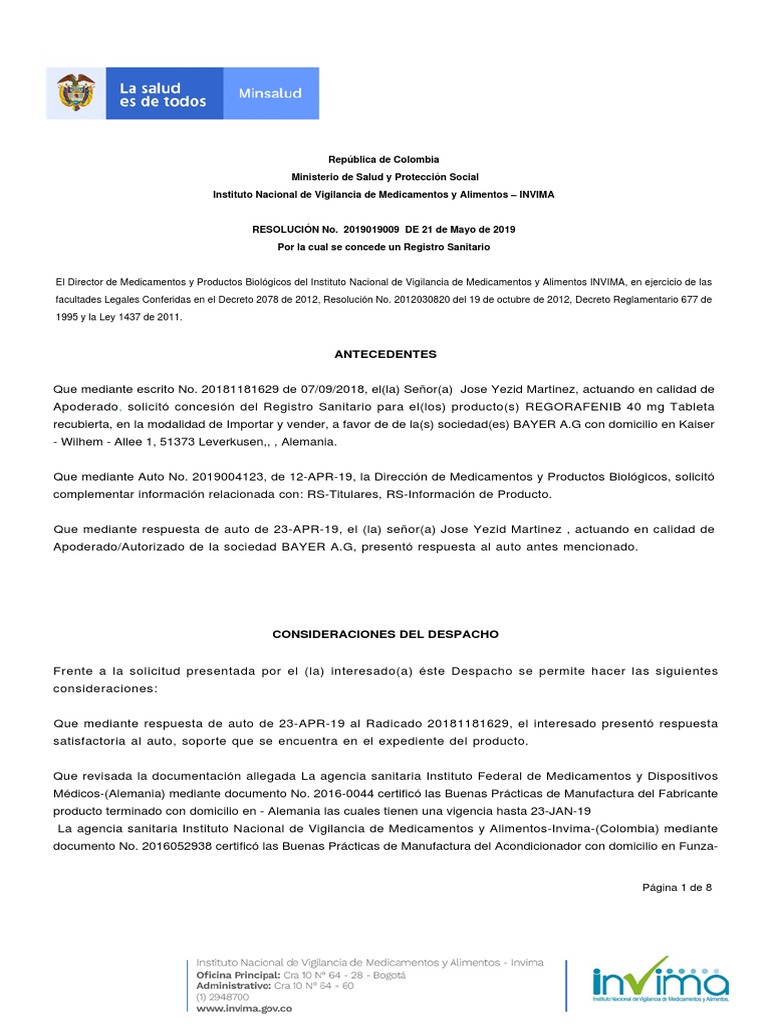 Registro Sanitario INVIMA | PDF | Hipertensión | Amamantamiento