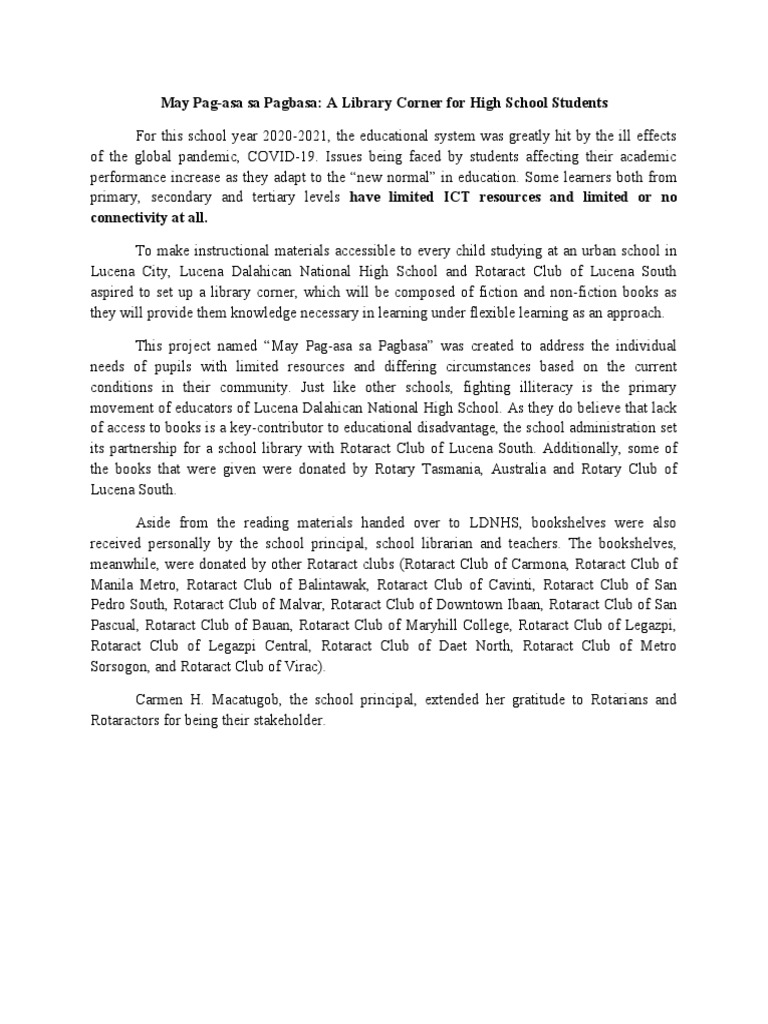 ANG BALANGAY STORY CONTRIBUTION May Pag Asa Sa Pagbasa A Library Corner ...