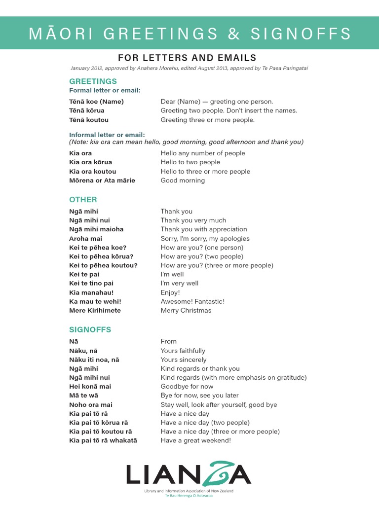 Māori Email Greetings and Sign Offs | PDF | Self-Improvement | Religion ...
