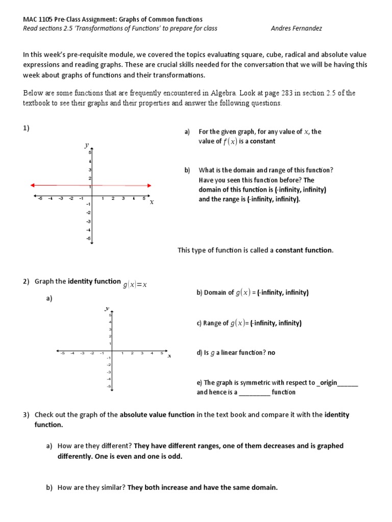 1105 Pre-Class Assignment Week 1 Class 2 (Library of Functions) | PDF ...