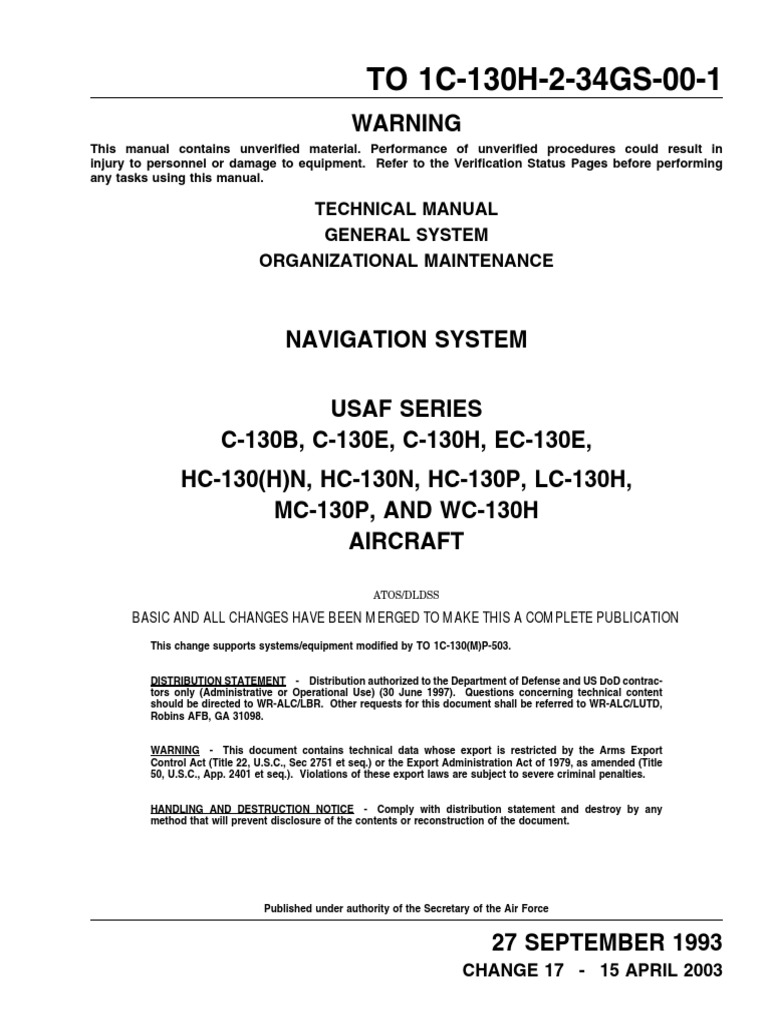TO 1C-130H-2-34GS-00-1: Warning | PDF | Military Of The United States ...