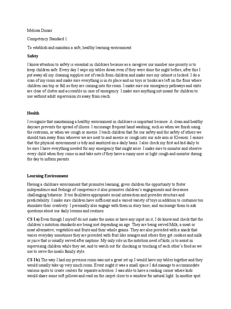 Competency Statement I | PDF | Child Care | Relationships