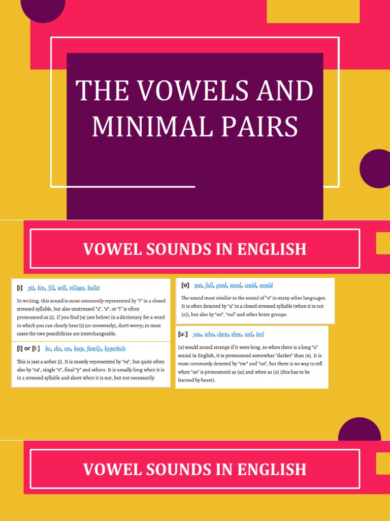 English Vowel Sounds & Minimal Pairs | PDF
