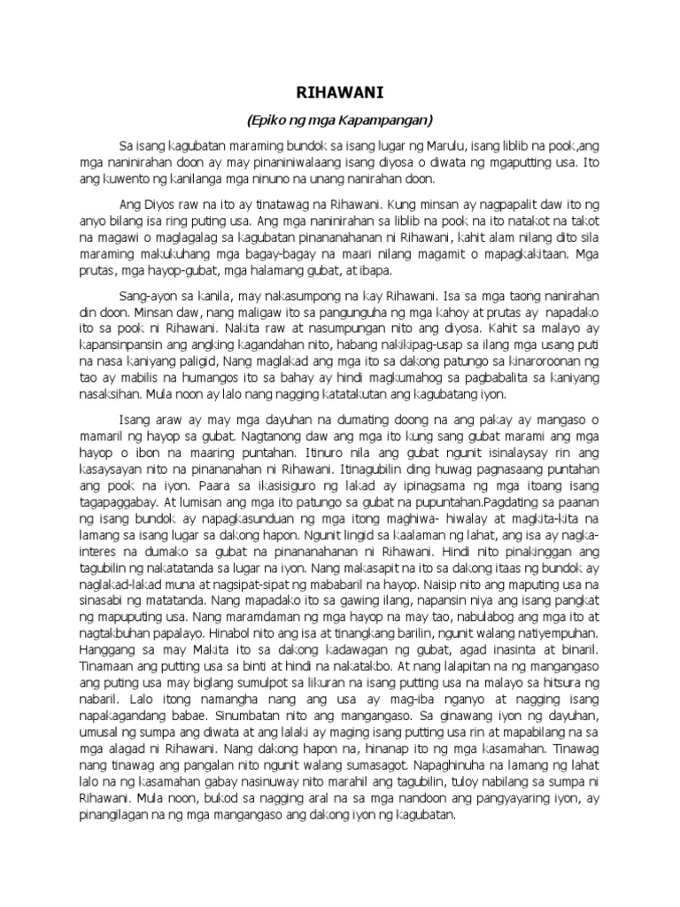 RIHAWANI (Epiko NG Mga Kapampangan) | PDF