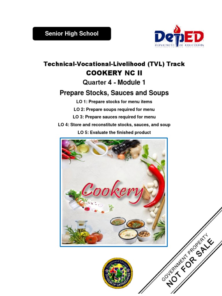 Cookery NC Ii Quarter 4 - Module 1 Prepare Stocks, Sauces and Soups ...