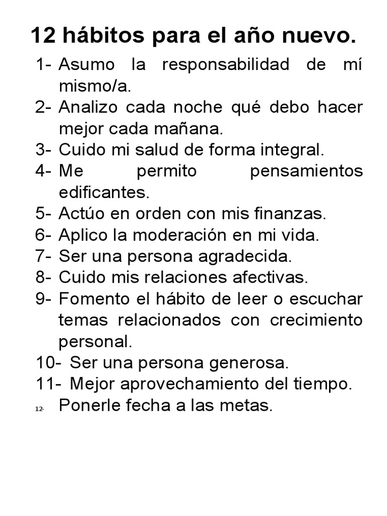 12 Hábitos para El Año Nuevo | PDF