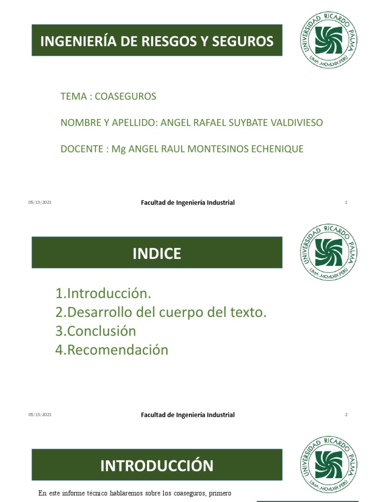 Presentacion Oficial - Coaseguros | PDF | Seguro | Póliza de seguros