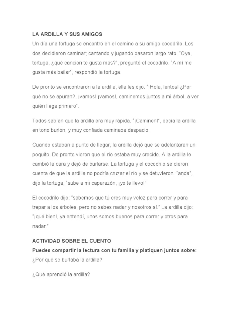 La ardilla y sus amigos: un cuento educativo | PDF | Arte | Poesía