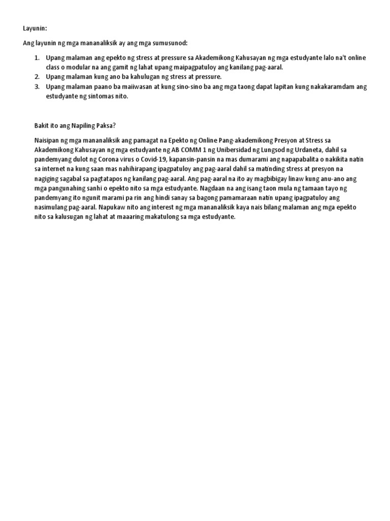 Bakit Ito Ang Napiling Paksa | PDF