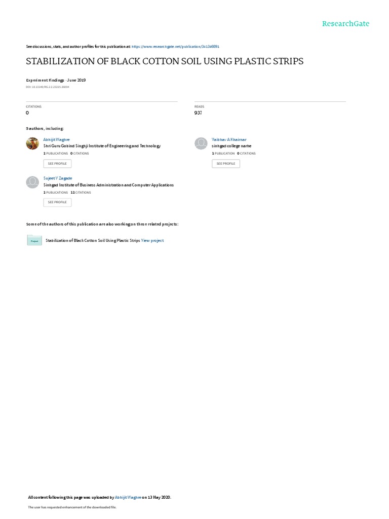 Stabilization of Black Cotton Soil Using Plastic Strips: June 2019 ...