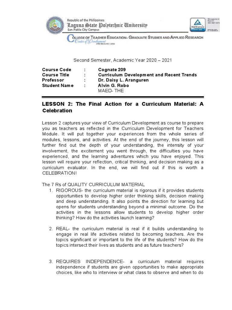 Quality Curriculum Material Insights | PDF | Curriculum | Education Theory