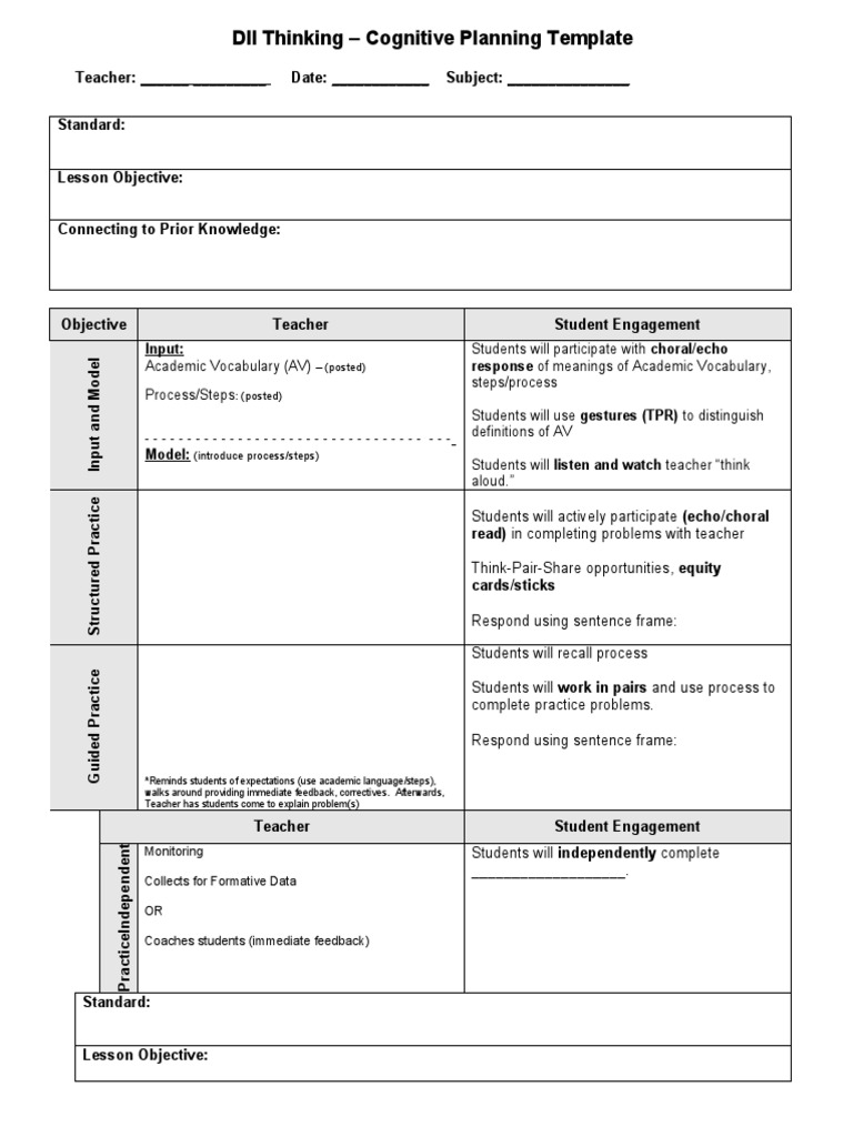DII Lesson Plan Template | PDF | Vocabulary | Teachers