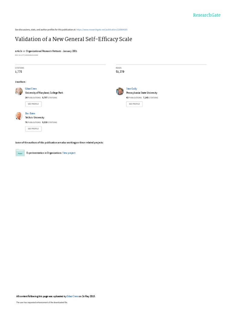 Validation of A New General Self-Efficacy Scale | PDF | Validity ...