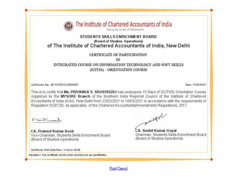 Of The Institute of Chartered Accountants of India, New Delhi | PDF