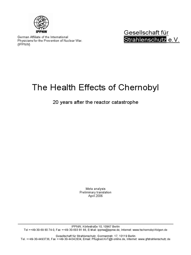 The Health Effects of Chernobyl: Strahlenschutz | PDF | Chernobyl ...