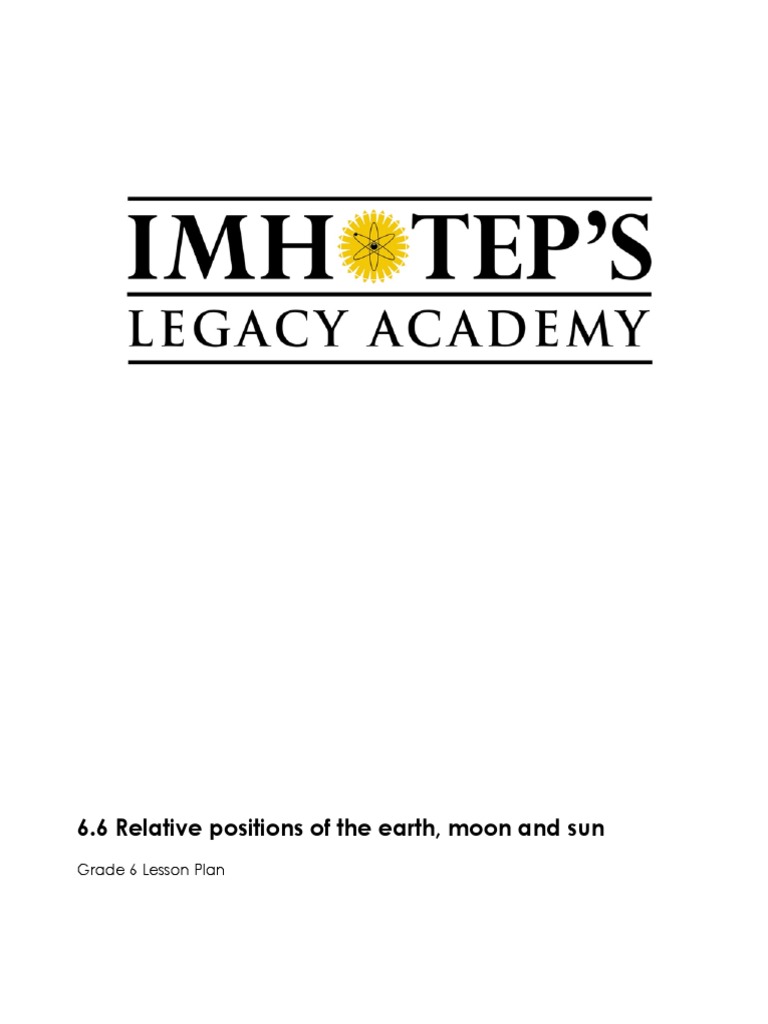 6.6 Relative Positions of The Earth, Moon and Sun: Grade 6 Lesson Plan ...